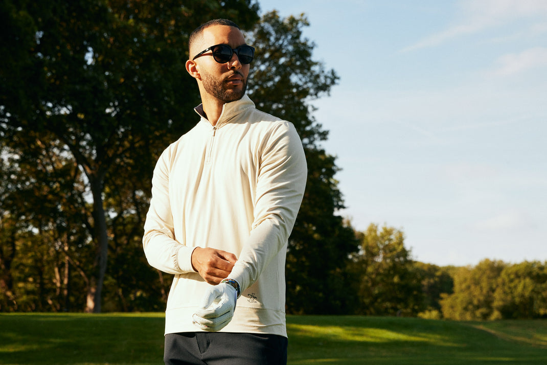 Skins Golf - High Quality Men's Quarter Zip - Sand Stone